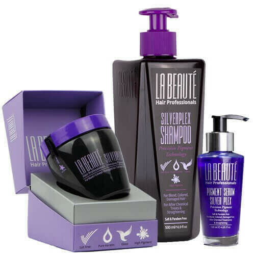 La Beaute Gift Set Silverplex Shampoo 500ml + Hair Mask 500ml+ Hair Se ...
